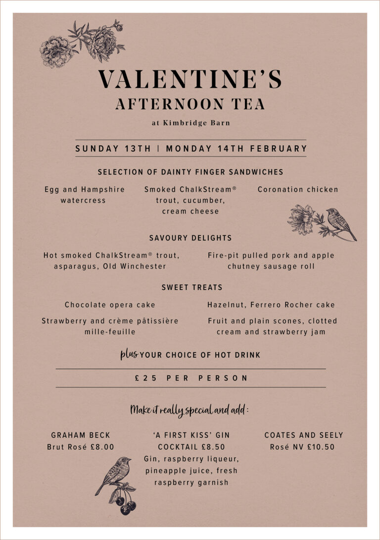 Valentine's Afternoon Tea at Kimbridge Barn: Ideal Collection
